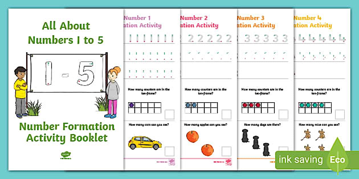 👉 All About Numbers 1 to 5 Number Formation Activity Booklet
