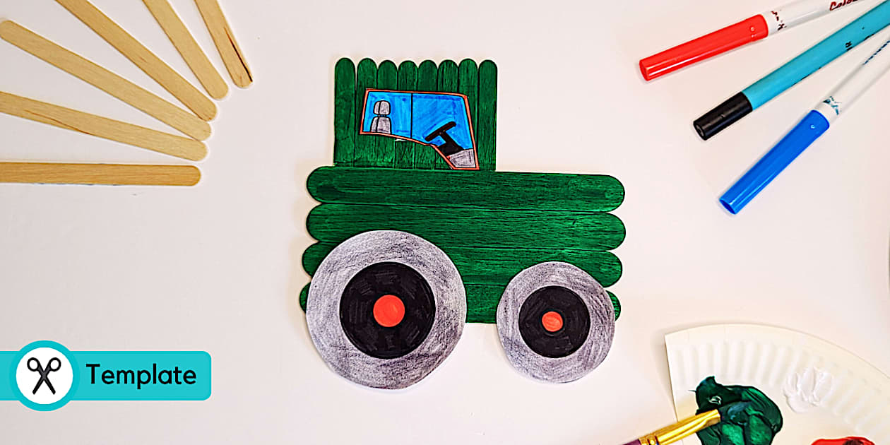 Lolly Stick Tractor | Transport Crafts