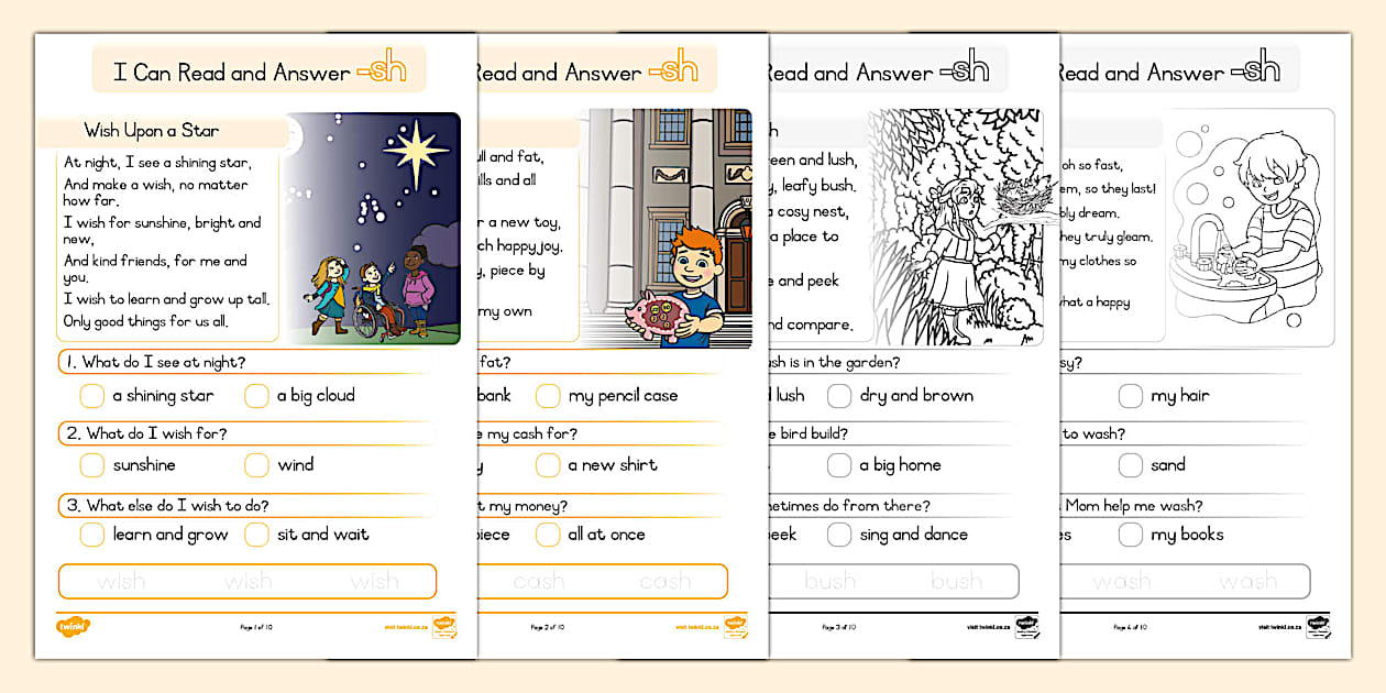 Grade 2 Phonics Reading Comprehension -sh
