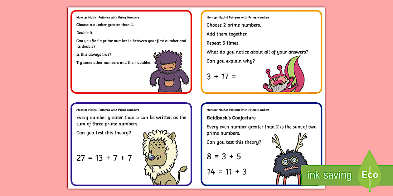 Patterns with Prime Numbers CfE Second Level Maths Challenge Cards - Patterns
