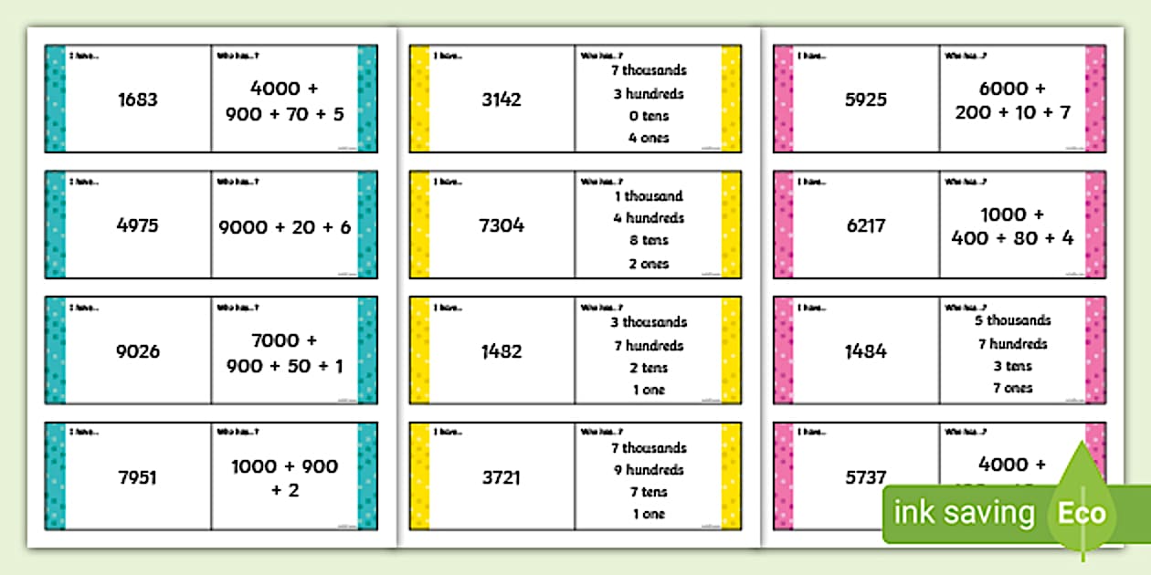 Place Value Loop Cards Pack - 4 Digits - Twinkl