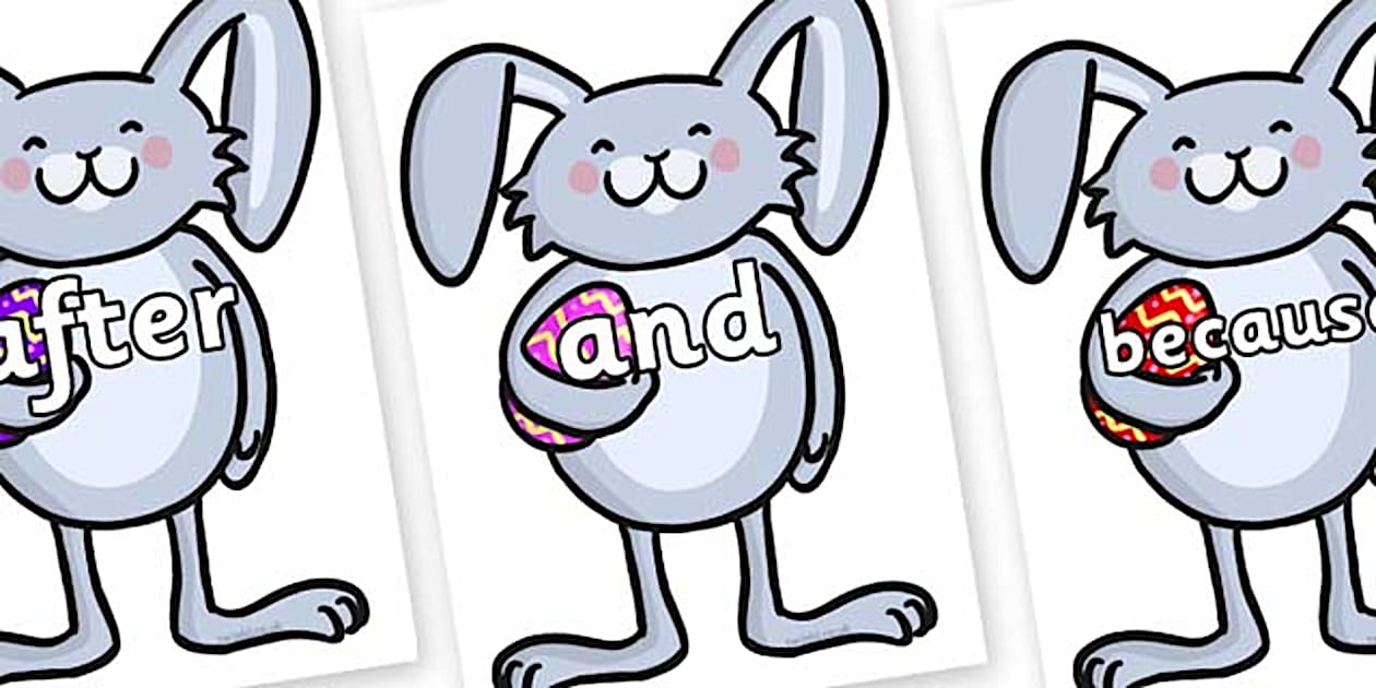 Cursive Connectives on Easter Bunny Rabbit (teacher made)