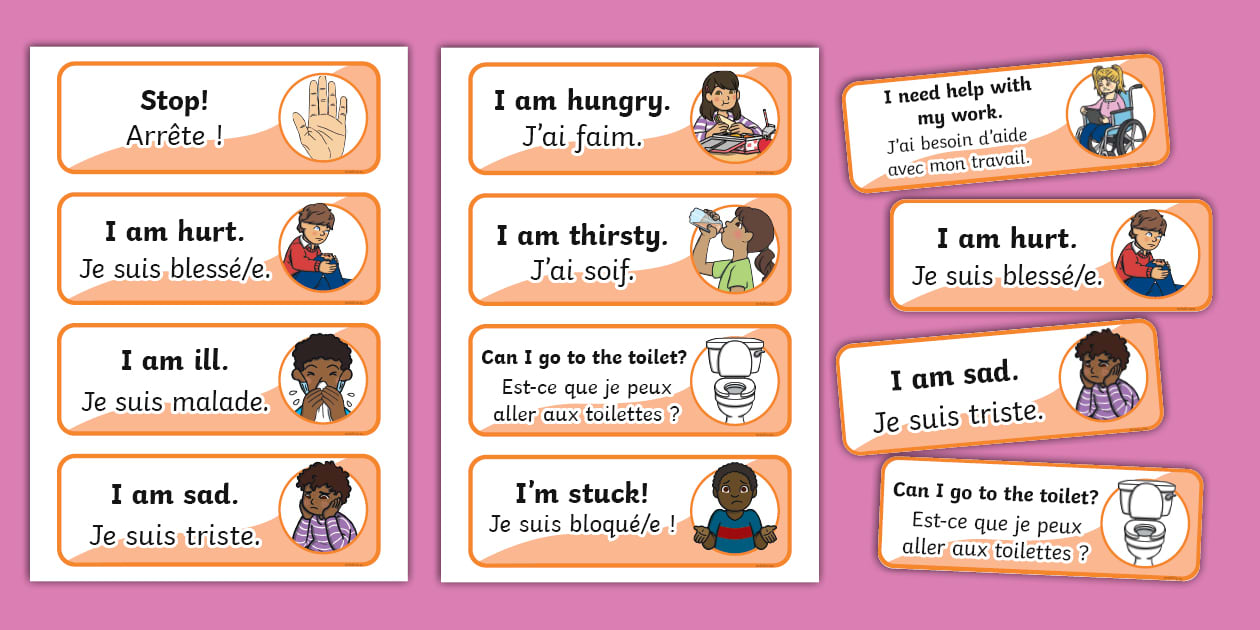 EAL Survival Word Cards English/French (Teacher-Made)