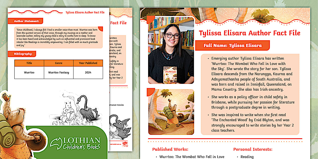 FREE! - Tylissa Elisara Author Fact File | Wurrtoo | Twinkl