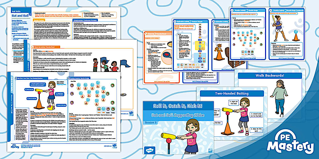 PE Mastery Year 1 Ball Skills Batting Lesson Pack - Twinkl