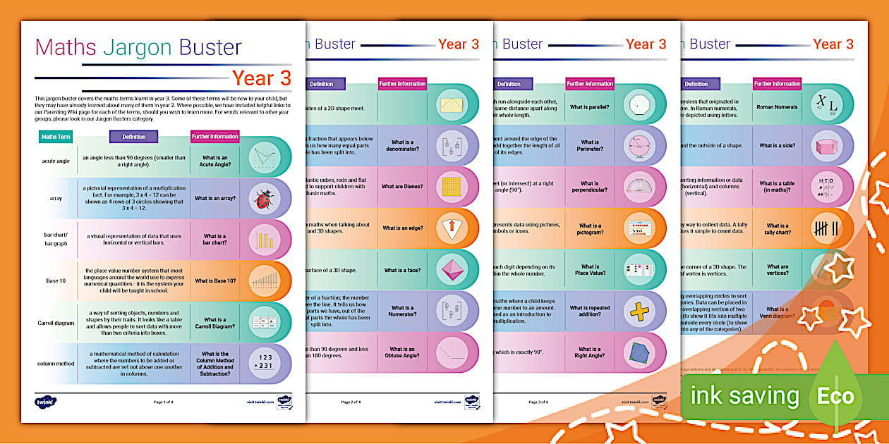 Maths Jargon Buster - Year 3 (Hecho por educadores) - Twinkl