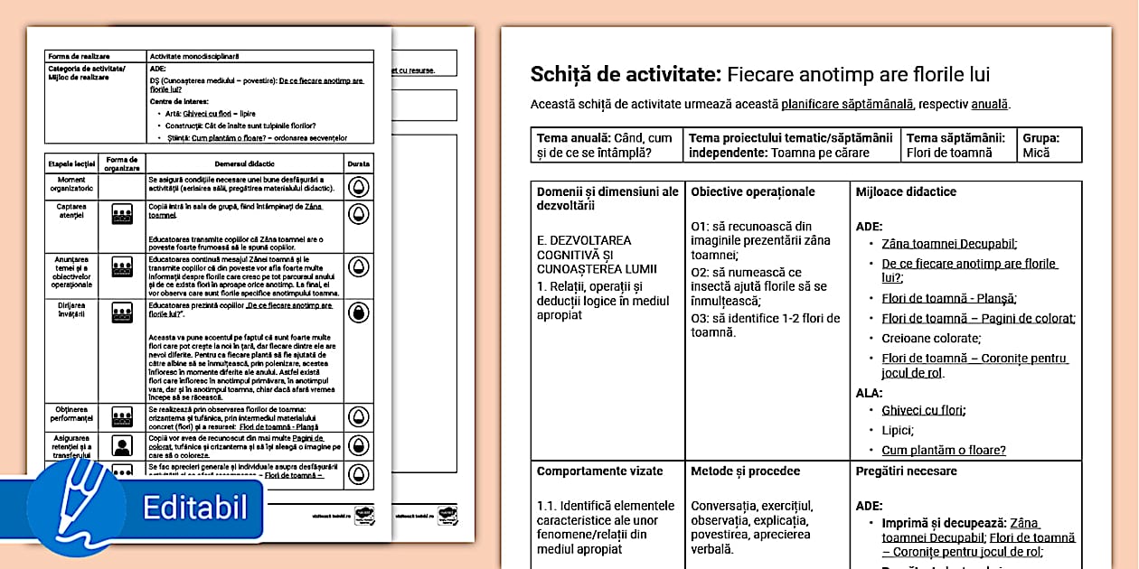 Fiecare anotimp are florile lui Schiță activitate grupa mică