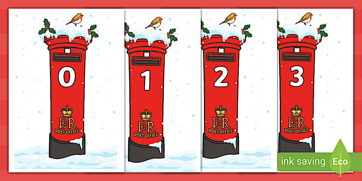 Numbers 0-20 on Christmas Post Boxes (teacher made) - Twinkl