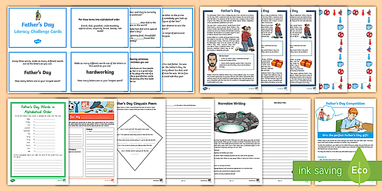 3-4 Father's Day Literacy Resource Pack (teacher made)