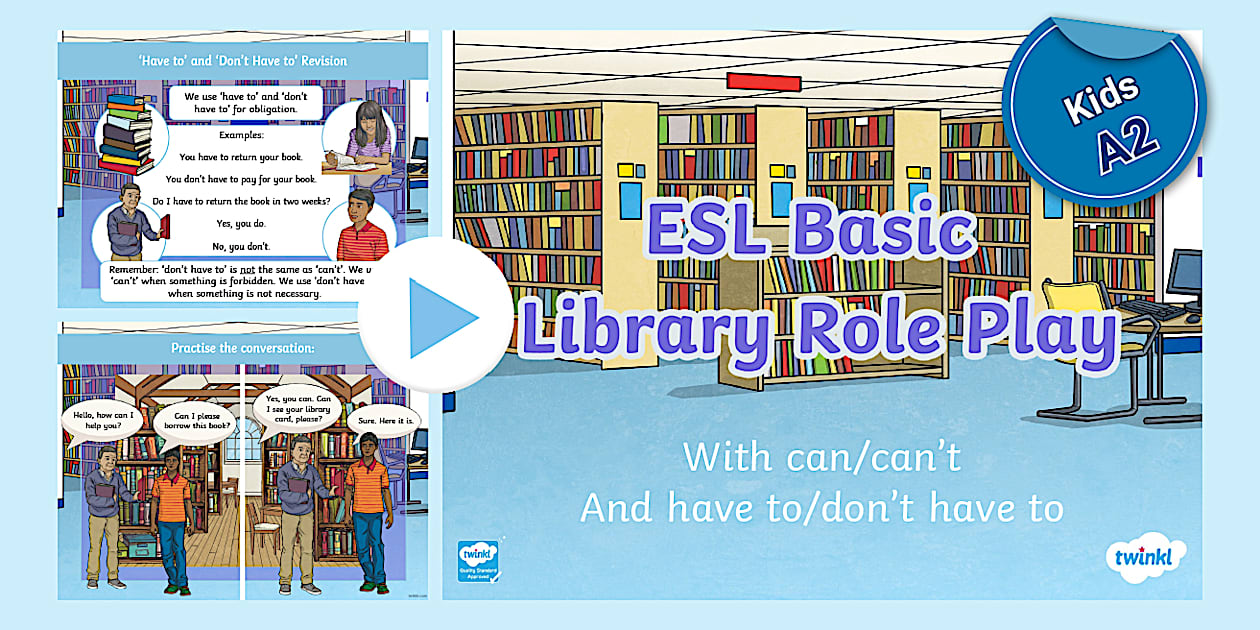 ESL Basic Library Role Play [Kids, A2] - Twinkl