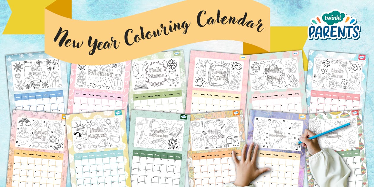 New Year Colouring Calendar