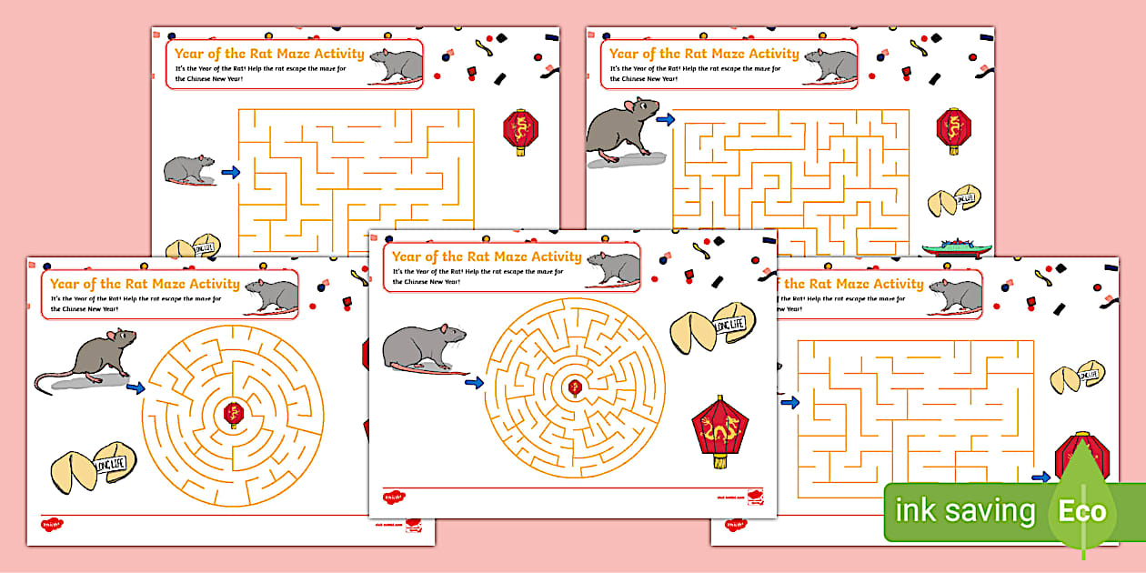 Year of the Rat Maze Activity Worksheets | Twinkl Mazes