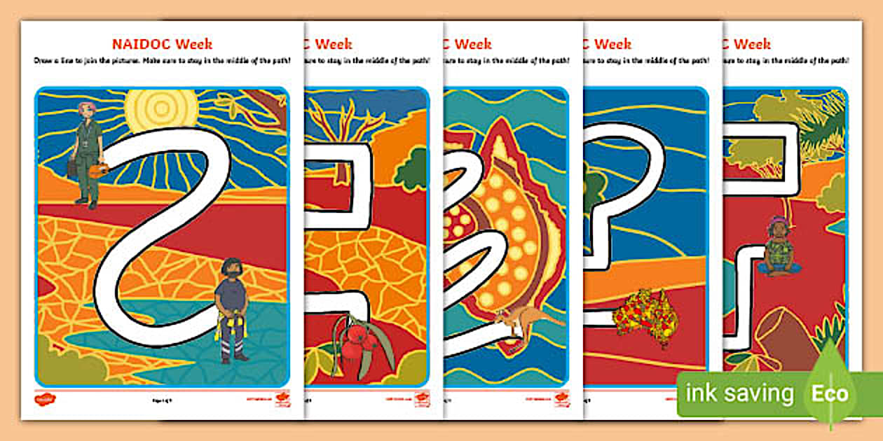 QLD NAIDOC Week Pencil Control Paths Worksheets - Twinkl