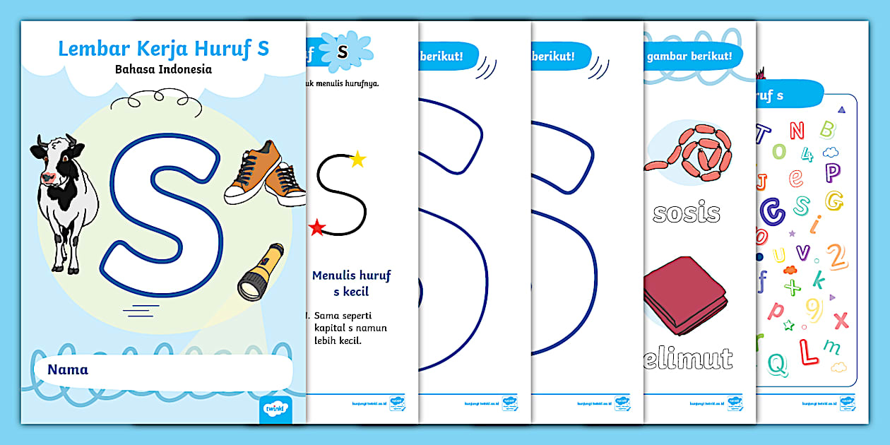 Booklet Menulis Huruf Alfabet 'S' Bahasa Indonesia - Twinkl