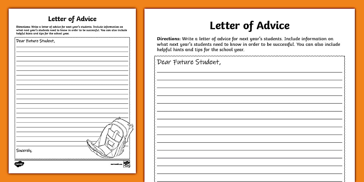 Letter to Next Year’s Students Template | Twinkl USA