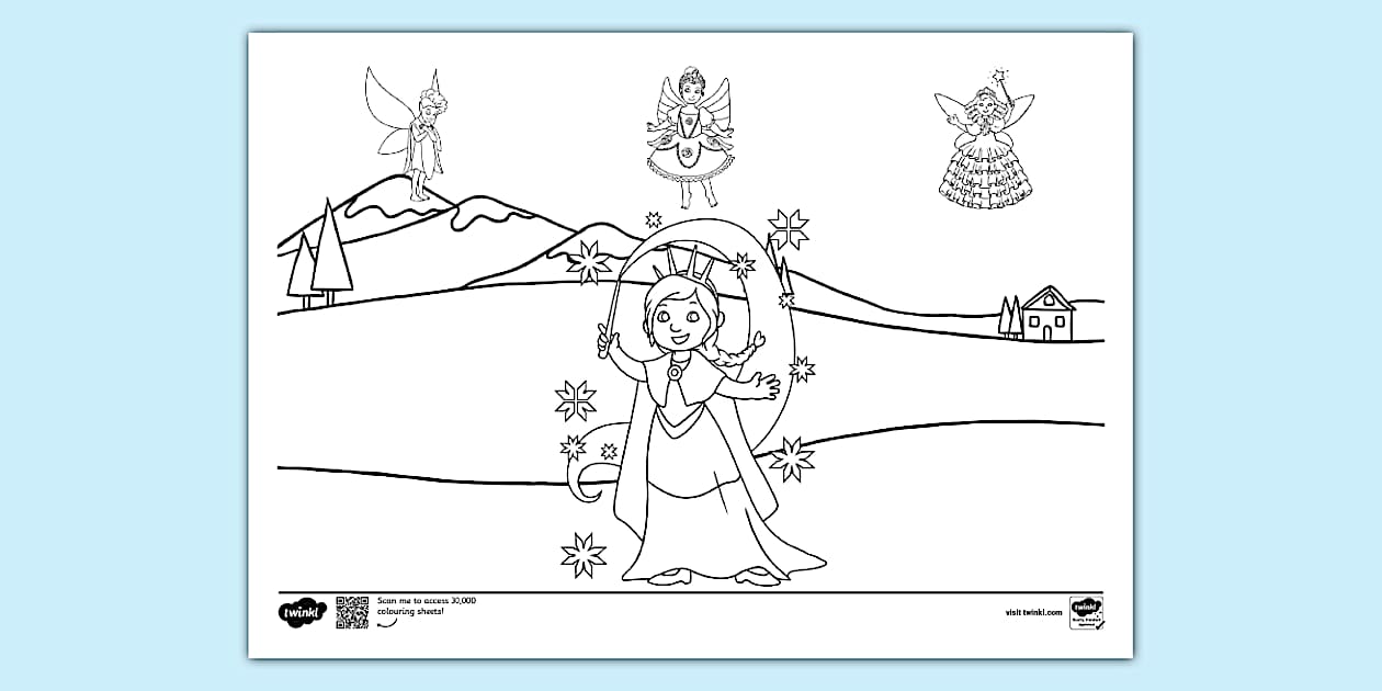 Winter Fairy Doodle Colouring Page (teacher made) - Twinkl