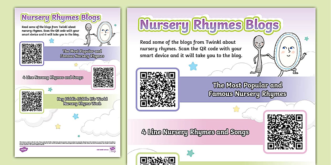 Nursery Rhymes Blogs QR Poster (teacher made) - Twinkl