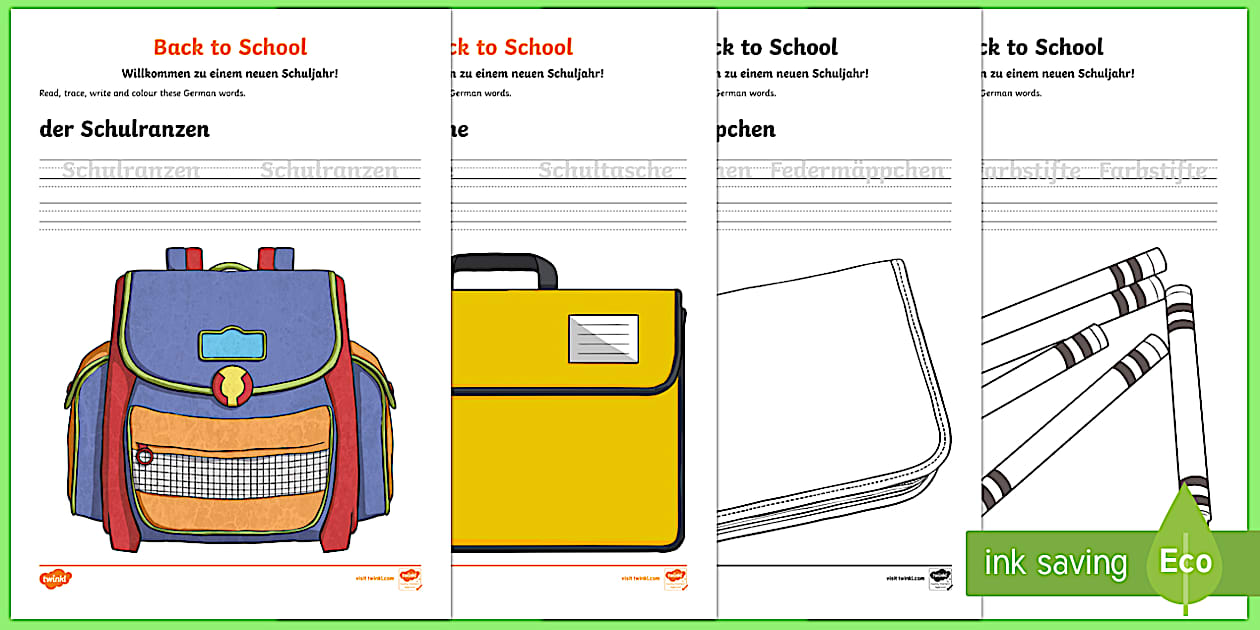 Back to School Read Trace Write Colour Worksheet / Worksheets