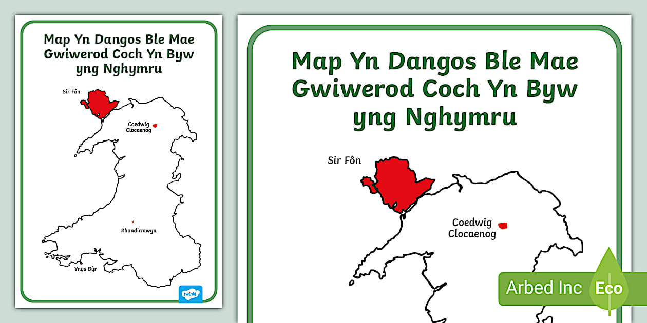 Map Yn Dangos Ble Mae Gwiwerod Coch Yn Byw yng Nghymru