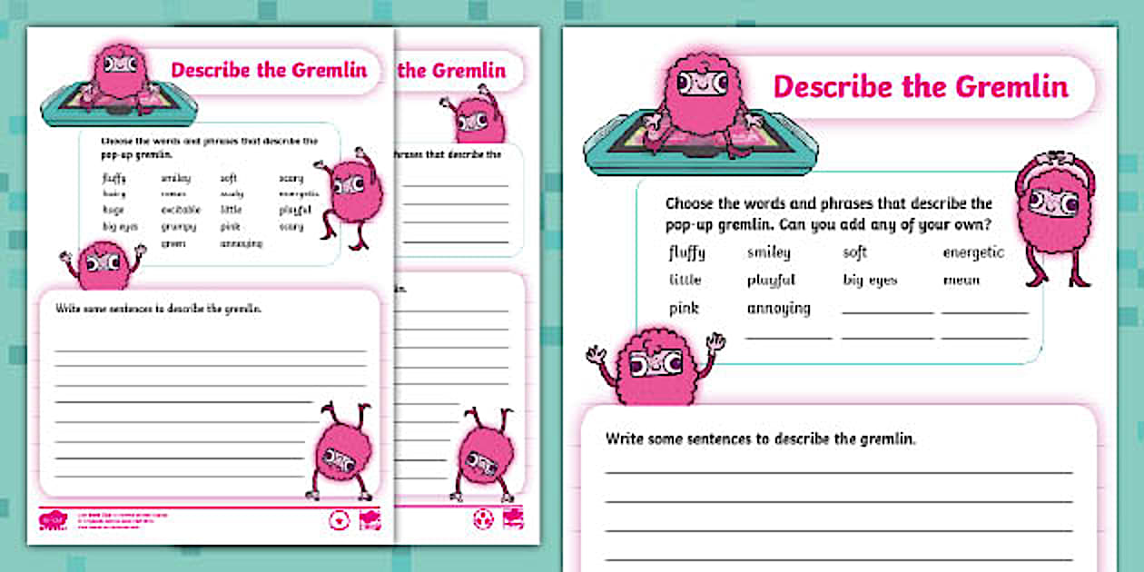 Describe the Gremlin Worksheet (professor feito) - Twinkl