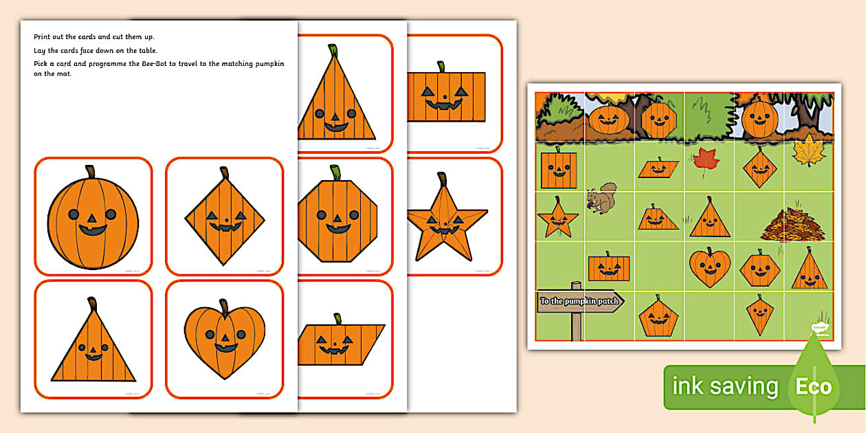 Editable Pumpkin Shape Mat (Compatible with Bee-Bot)