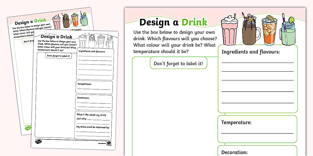 Design a Drink Worksheet (teacher made) - Twinkl