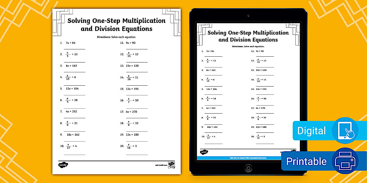 Sixth Grade Solving One-Step Multiplication and Division Equations