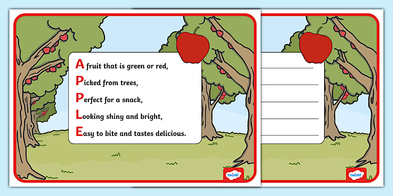 * NEW * Apple Acrostic Poem Example and Template - Twinkl
