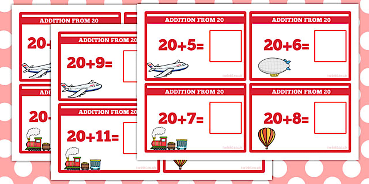 Addition from 20 Sum Cards (Hecho por educadores) - Twinkl