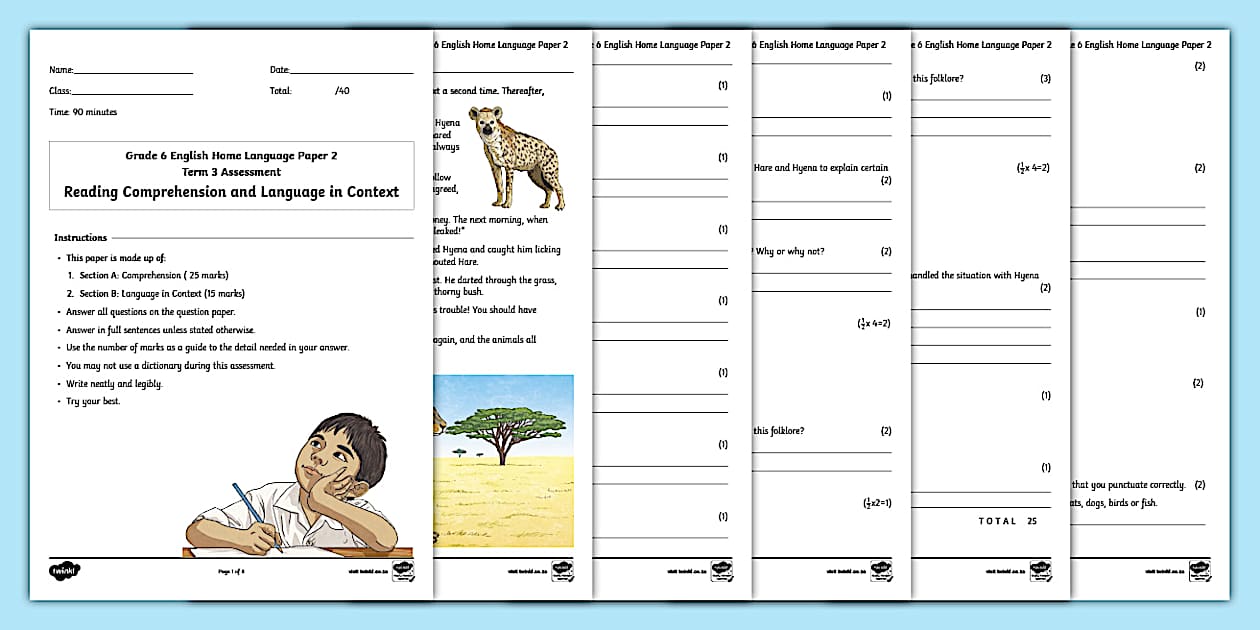 Grade 6 English HL Term 3 Assessment (CAPS Aligned)