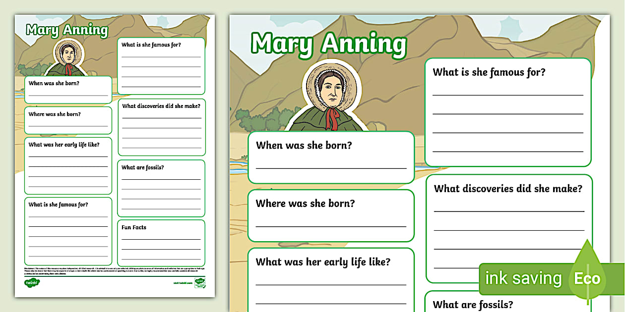 Mary Anning Fact File Template (teacher made) - Twinkl