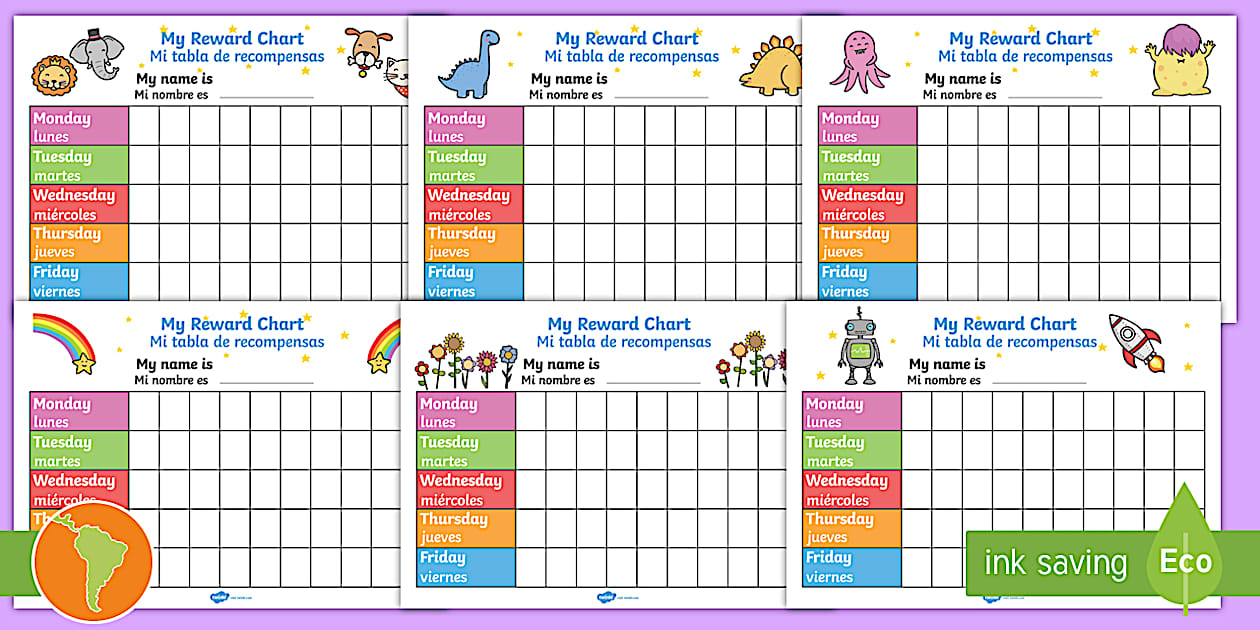 My Reward Chart Pack English/Spanish - My Reward Chart
