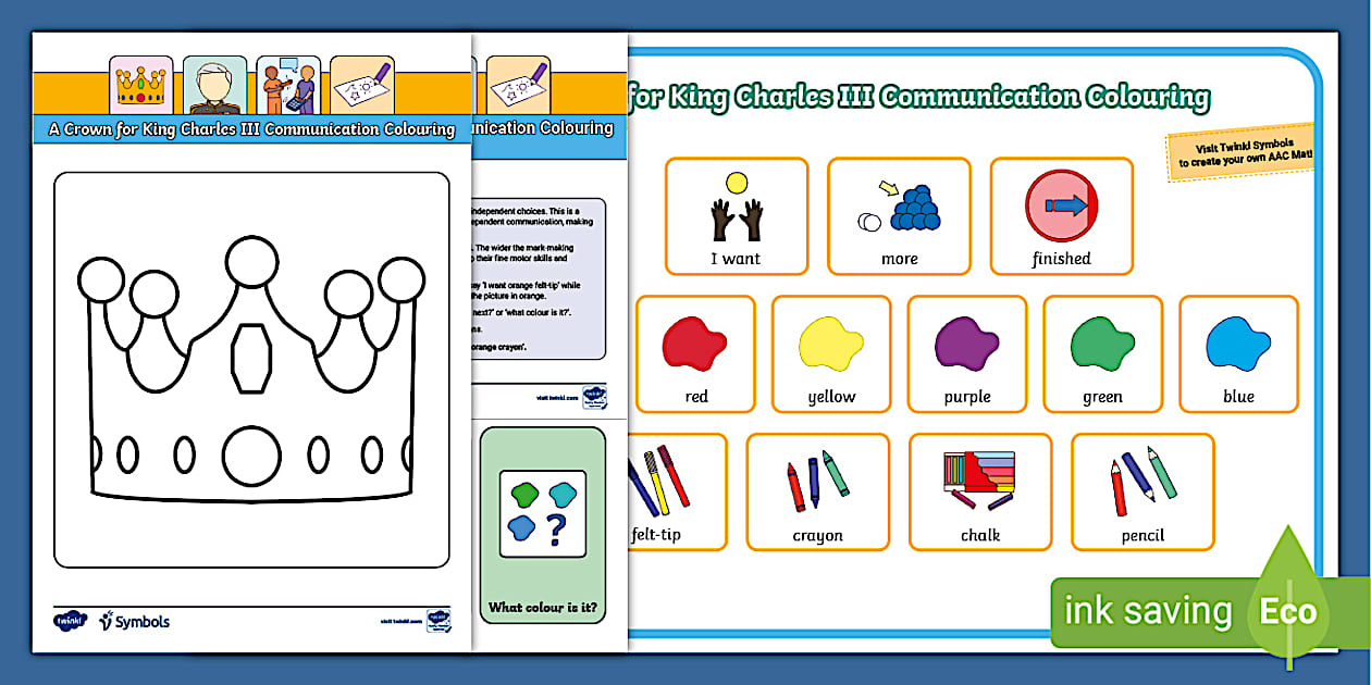 Twinkl Symbols | Communication Colouring | Crown Symbols