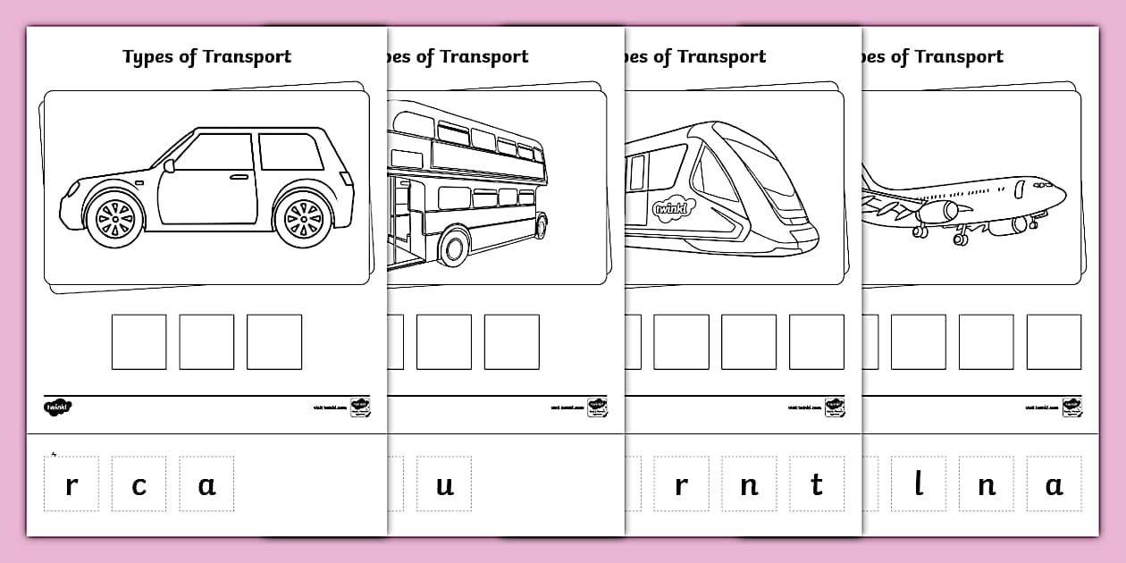Types of Transport Anagrams Colouring Activity | EYFS