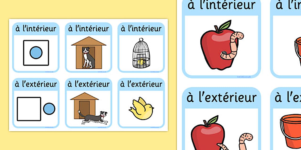 Outside Inside Locational Prepositions French (teacher made)