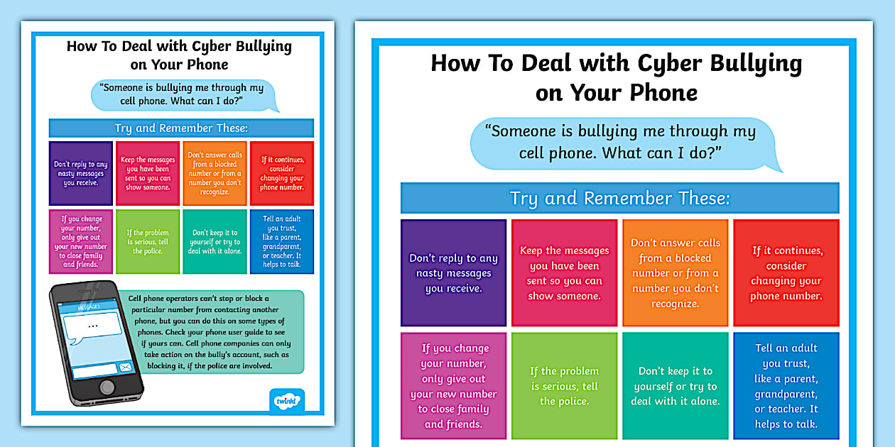 Colorful Cyberbullying Tips Poster for Kids | Twinkl USA