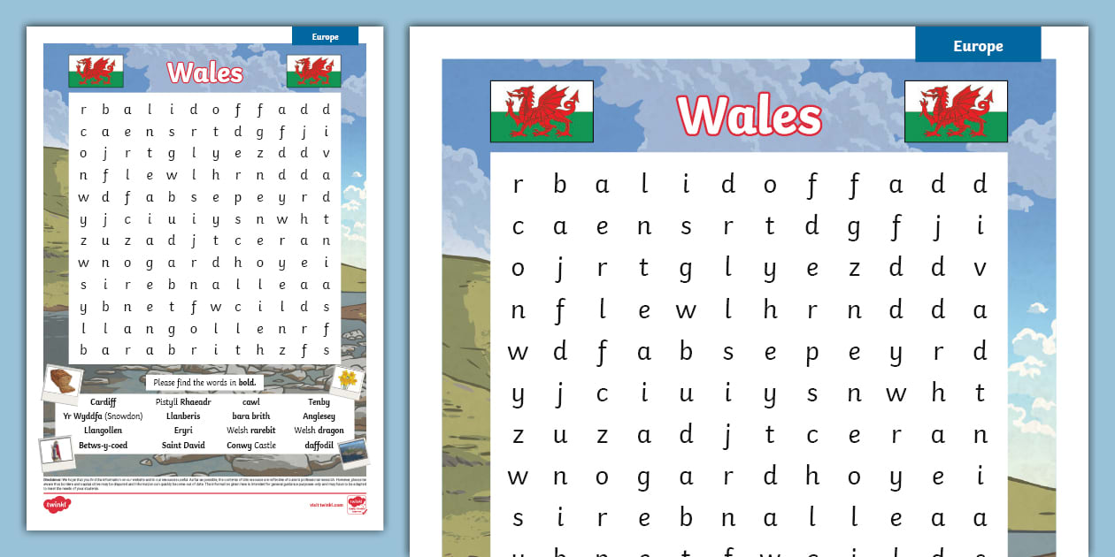 KS2 Wales Wordsearch - KS2 (Teacher-Made) - Twinkl