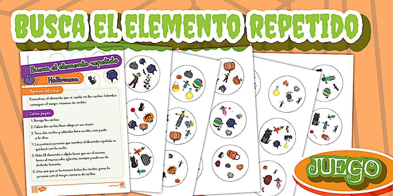 Juego: Busca el elemento repetido - Halloween