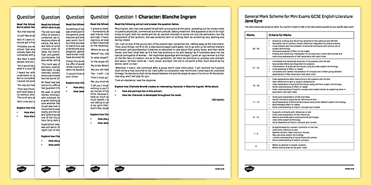 GCSE Jane Eyre Mini Exam Pack (teacher made) - Twinkl