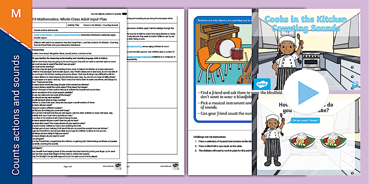 Kindergarten Maths: Cooks in the Kitchen - Counting Sounds Plan