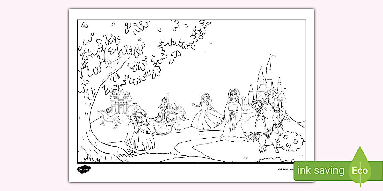 Princess Montage Colouring Page (Teacher-Made) - Twinkl