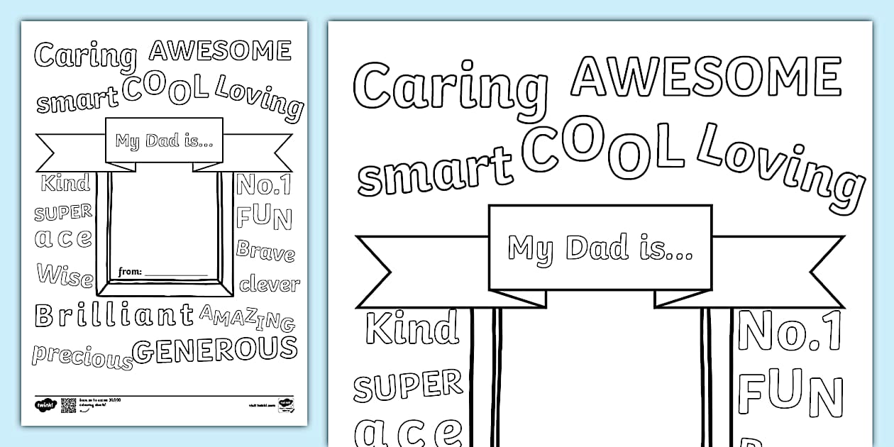Fathers Day Describing Words Drawing and Coloring Sheet - color