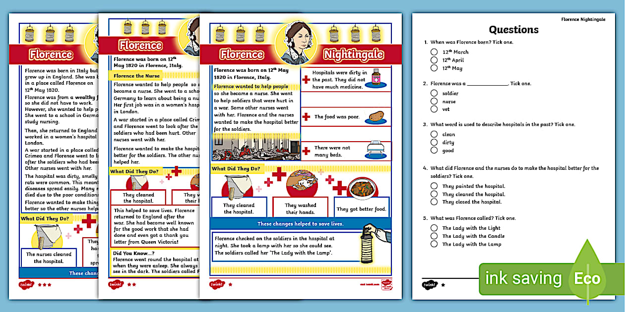 KS1 Florence Nightingale Differentiated Reading Comp
