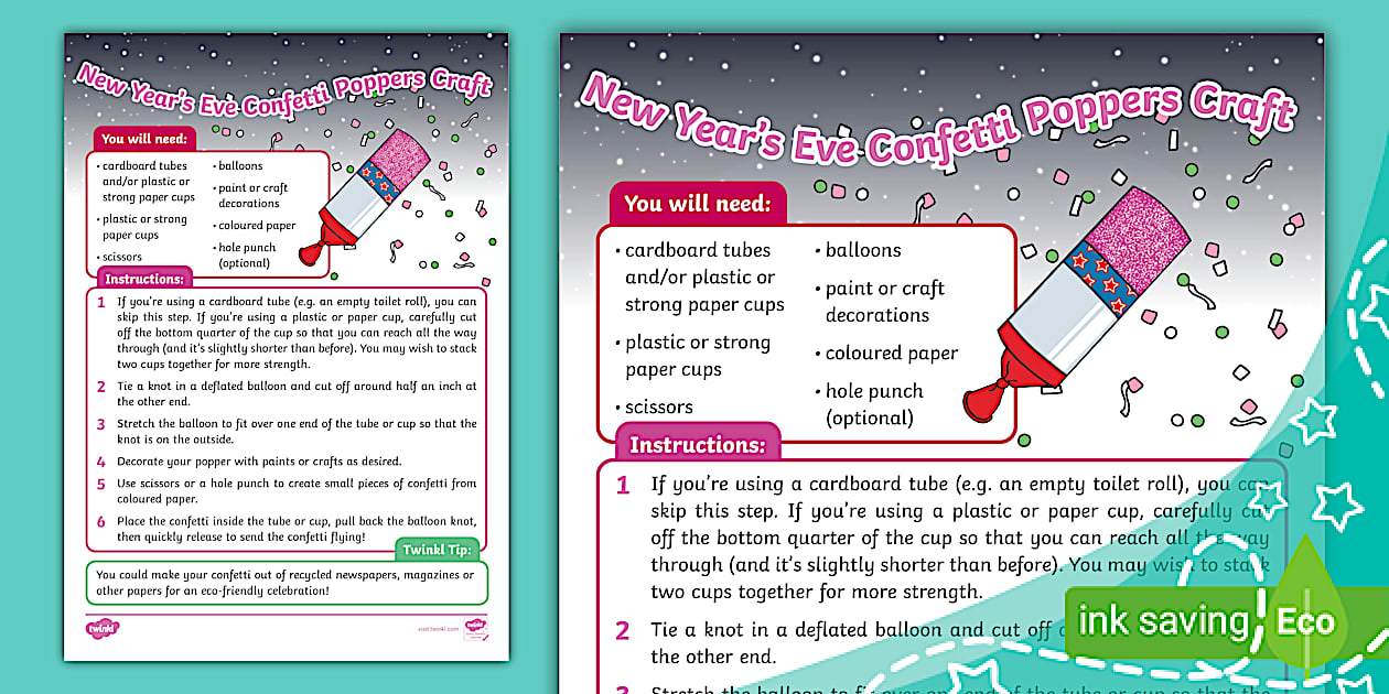New Year's Eve Craft - Confetti Poppers - Twinkl