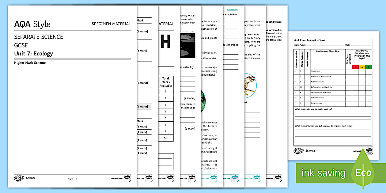 AQA GCSE Separate Science Ecology Higher Assessment Pack