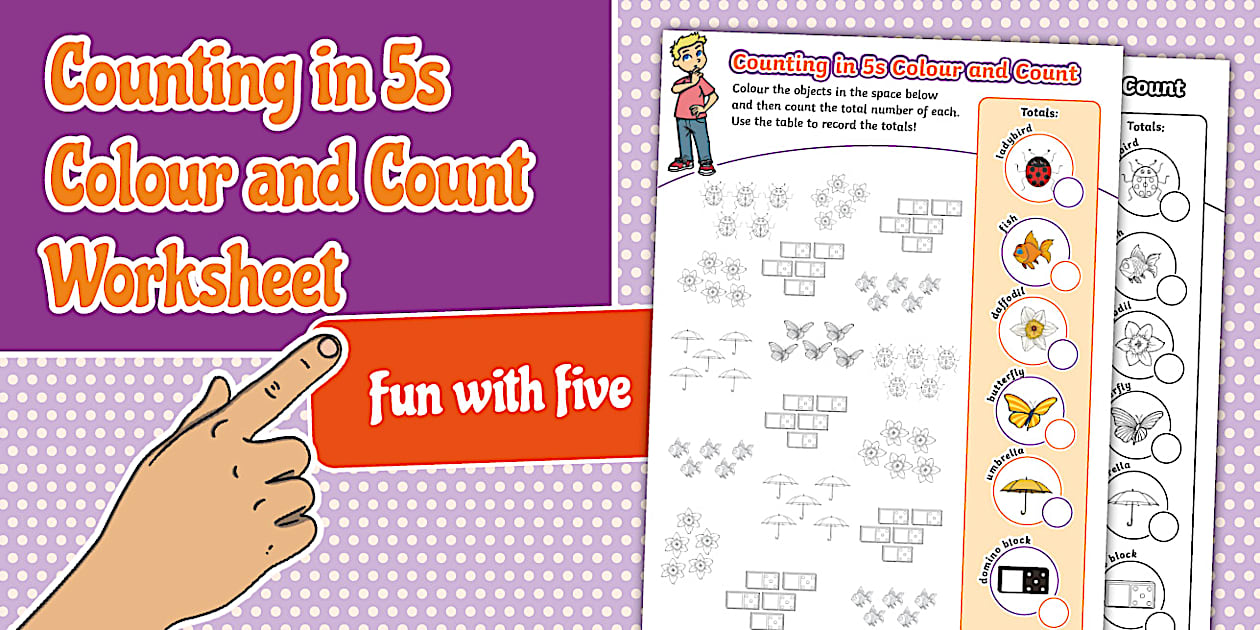 Counting in 5s Colour and Count Worksheet