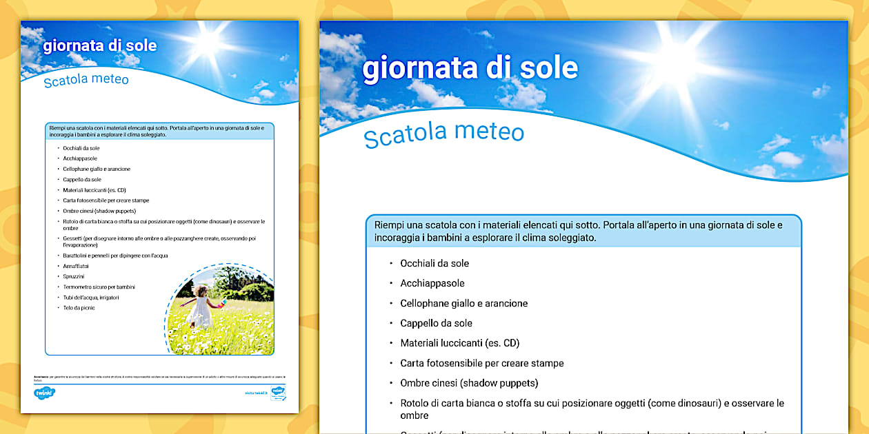 Scatola del meteo all'aperto: giornata di sole - Twinkl
