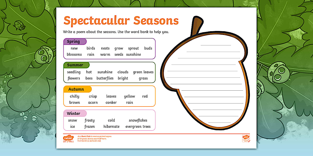 The Seasons Poem Writing Frame - Twinkl