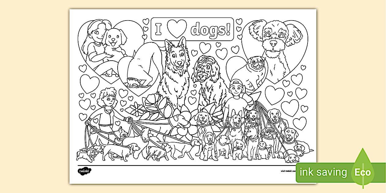 I Love Dogs Colouring Page, Dogs Colouring,dogs - Twinkl