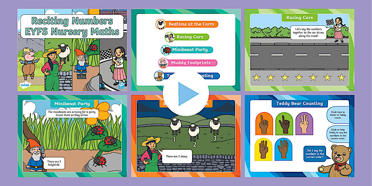 👉 EYFS Nursery Maths Carpet-Time PowerPoint: Reciting Numbers